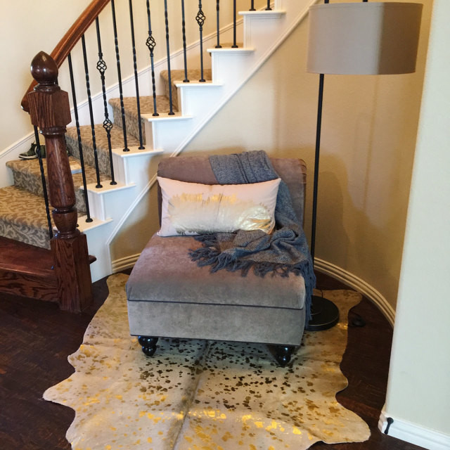 Gold Metallic Cowhide Rug, 5'x5' - Contemporary - Novelty Rugs - by ...