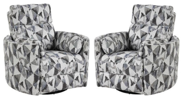 Home Square Fabric Swivel Glider Recliner in Dusk & Multi-Color - Set ...