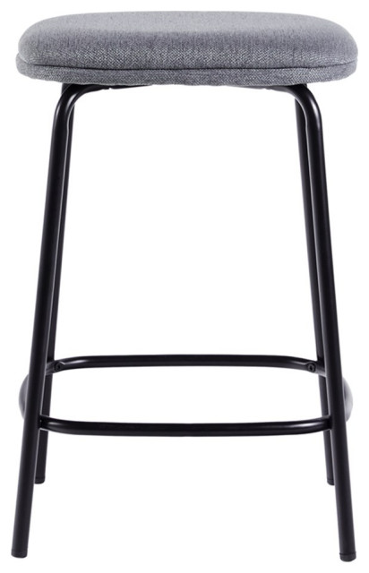 Walker Edison 24" Upholstered Metal Counter Stool in Charcoal (Set of 2 ...
