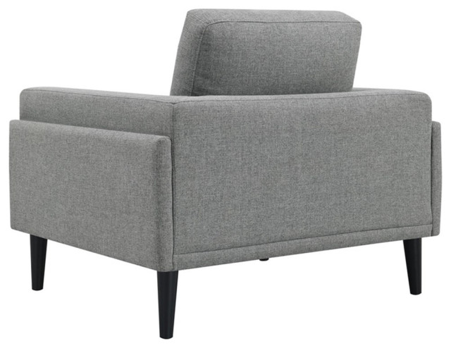 Pemberly Row Upholstered Fabric Chair with Track Arms in Gray ...
