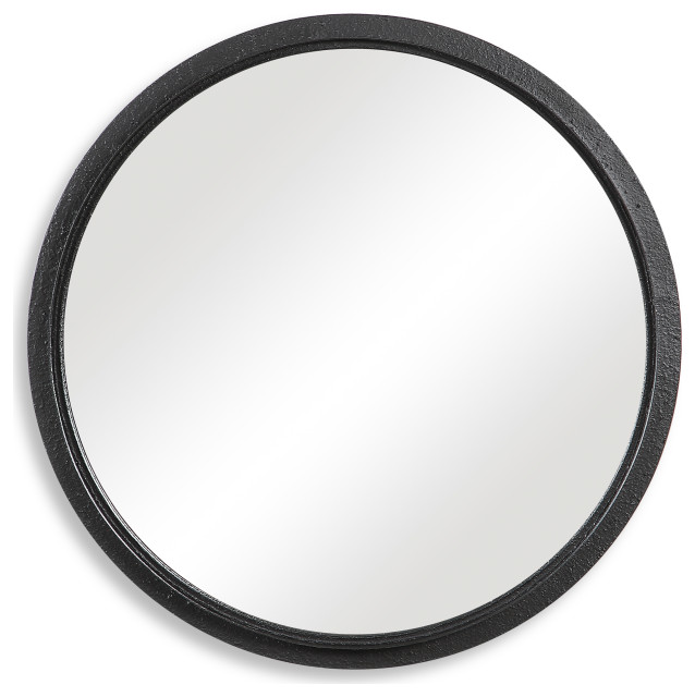 30" Industrial Black Round Mirror - Industrial - Wall Mirrors - by ...