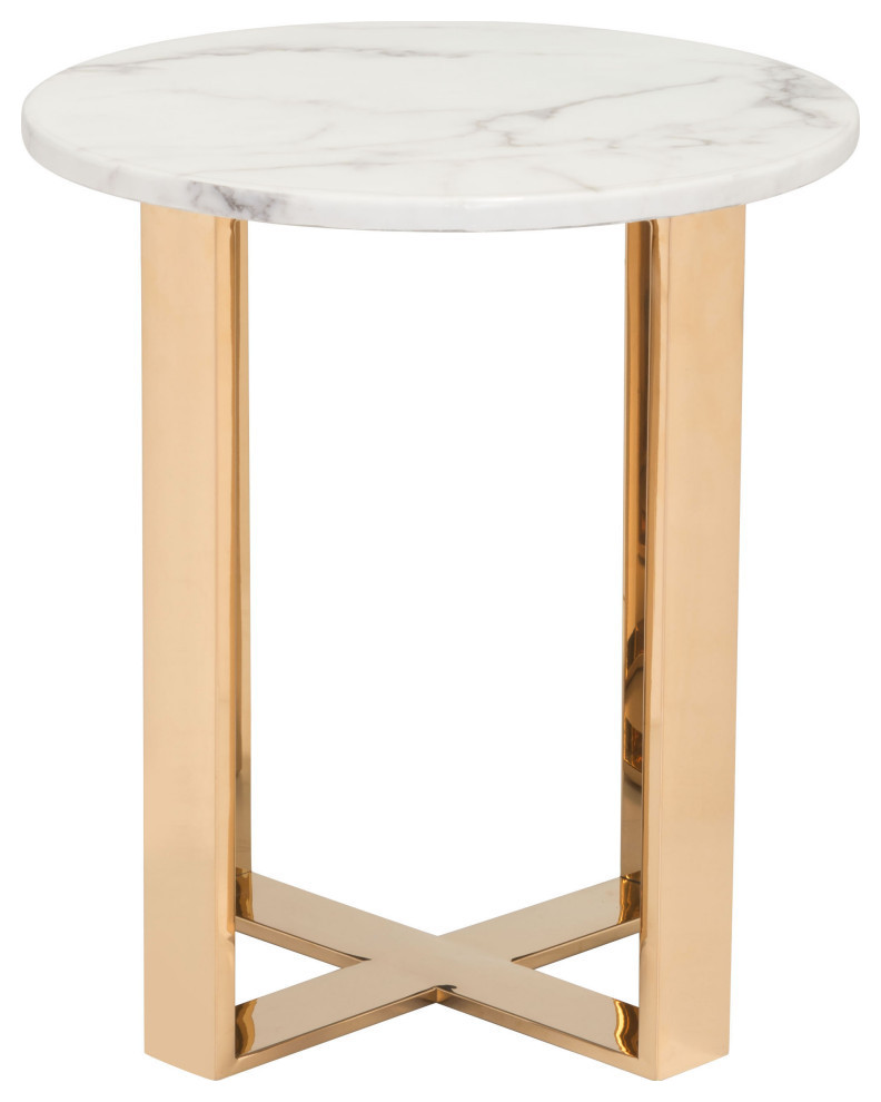 Moore End Table White and Gold - Contemporary - Side Tables And End ...