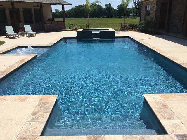 New Gunite Pool w/ Spa and Tanning Ledge - Pool - New Orleans - by ...
