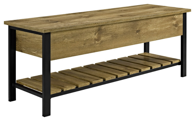 48" Open-Top Storage Bench With Shoe Shelf - Industrial - Accent And ...