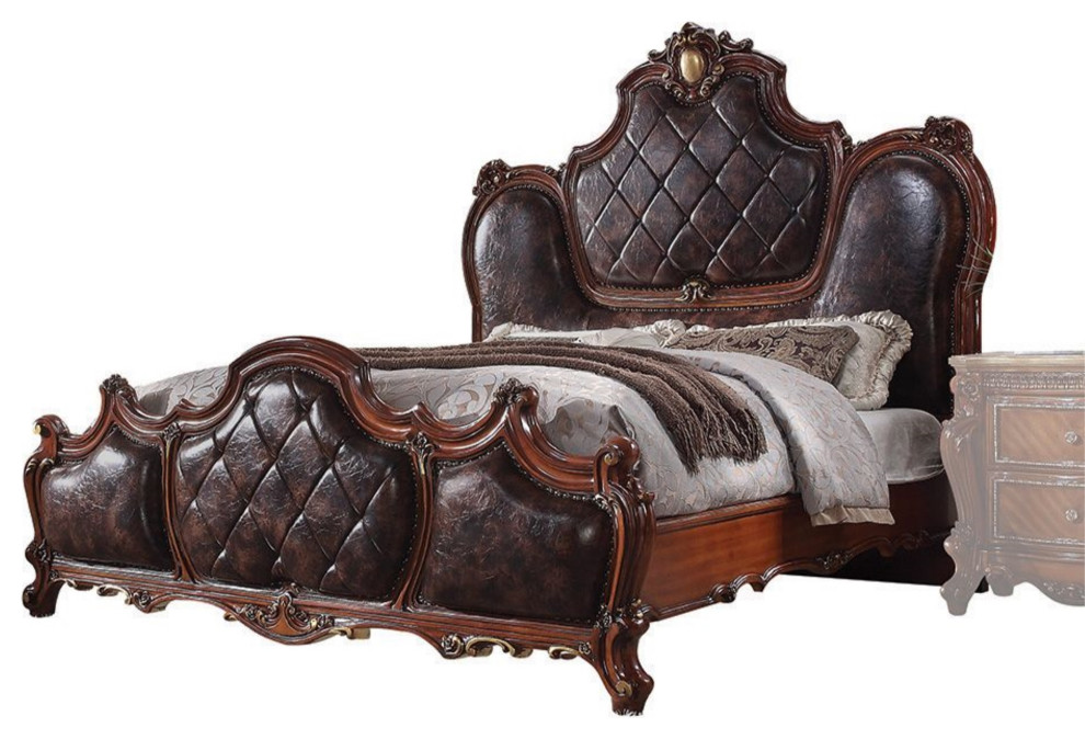 Eastern King Bed, PU/Cherry Oak - Victorian - Panel Beds - by ...