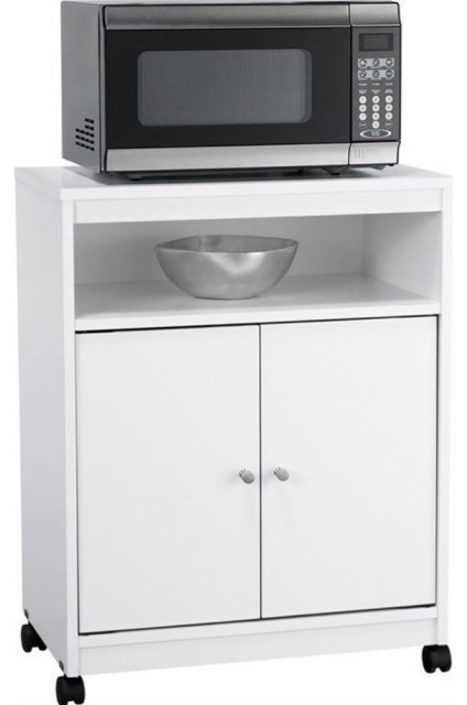 Ameriwood Home 24" Open Microwave Cart in White Stipple - Transitional ...