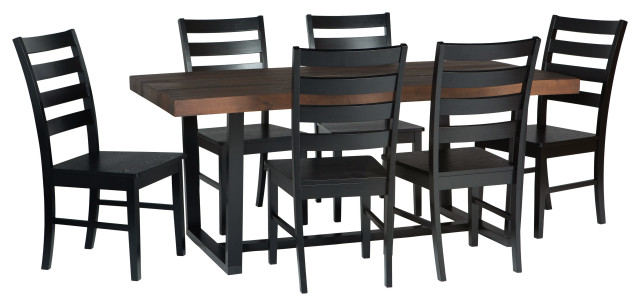 7-Piece Farmhouse Dining Set - Mahogany/Black - Contemporary - Dining ...