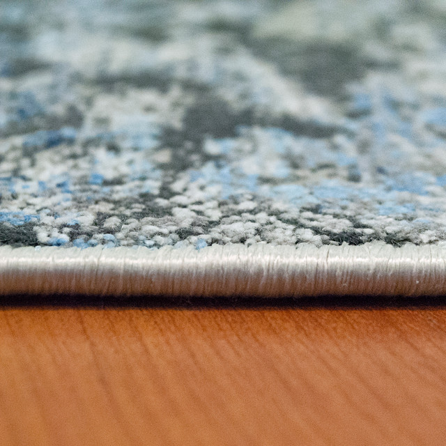 Icon Grey and Blue Area Rug, 2.2'x7.7' - Contemporary - Hall And Stair ...