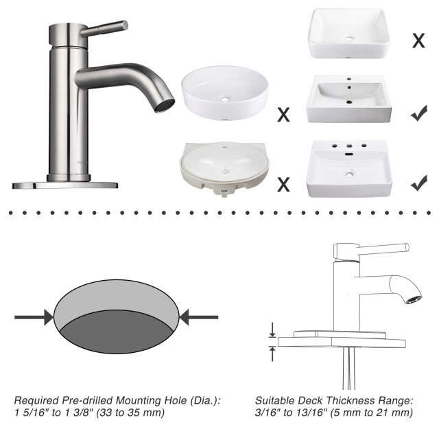 Aquaterior Single Handle Deck-mount Vessel Faucet Bathroom Vanity Mixer ...