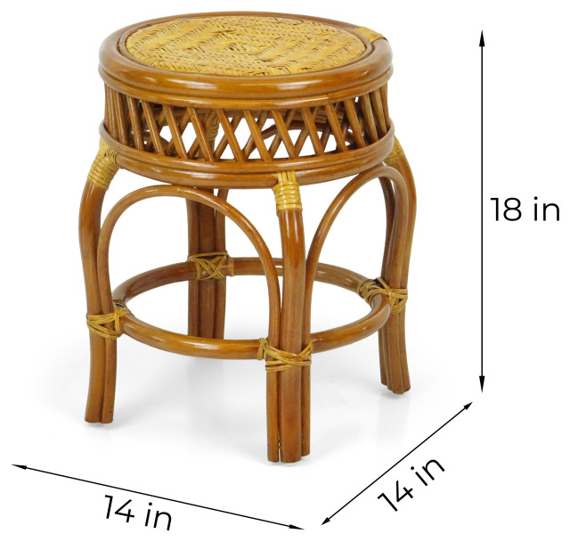 Ginger Handmade Rattan Wicker Stool - Tropical - Accent And Garden ...