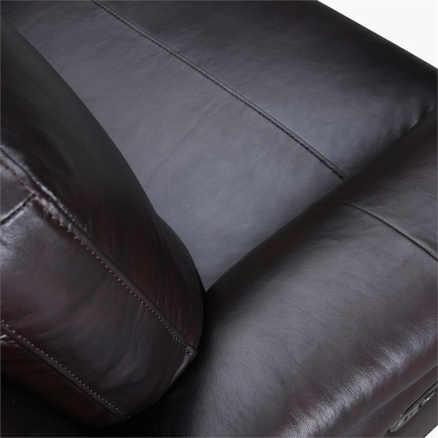 Armen Living Lizette 78" Leather Power Recliner Sofa with USB in Brown ...