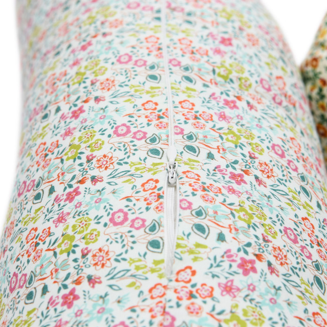 Cotton Printed Bolster Pillow w/ Ditsy Floral Pattern, Multi Color, 4 ...