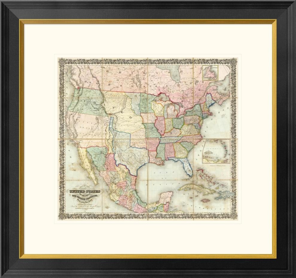 "Map of The United States of America, 1848" by J. H. Colton, 26x25", 26 ...