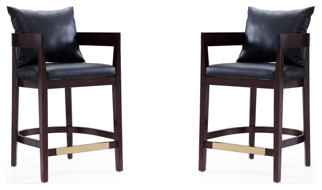 Ritz Counter Stool, Black and Dark Walnut, Set of 2 - Transitional - Bar Stools And Counter ...