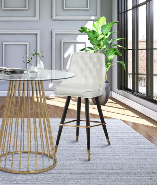 Portnoy Faux Leather Upholstered Bar Stool, Set of 2 - Midcentury - Bar ...