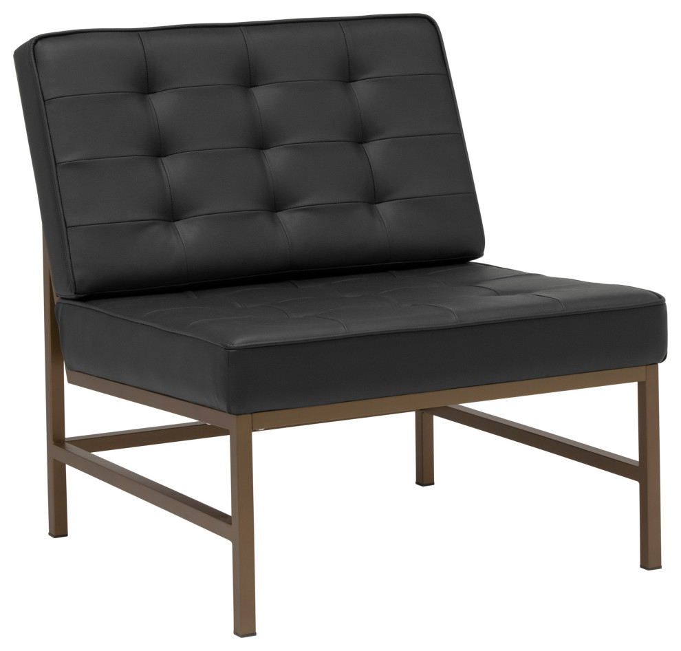 Ashlar Modern Metal Frame and Blended Leather Square Accent Chair ...