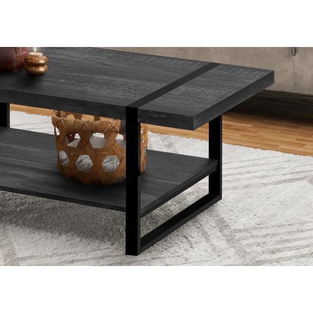 Industrial Rectangular Coffee Table with Black Metal Frame, Reclaimed ...