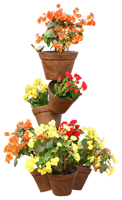 Aluminum Precarious Pot Stacked Garden Planter, One Size - Transitional ...