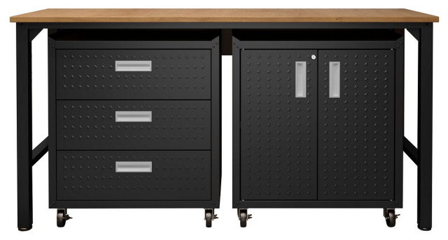 3-Piece Fortress Space-Saving Garage Cabinet and Worktable 3.0 in ...