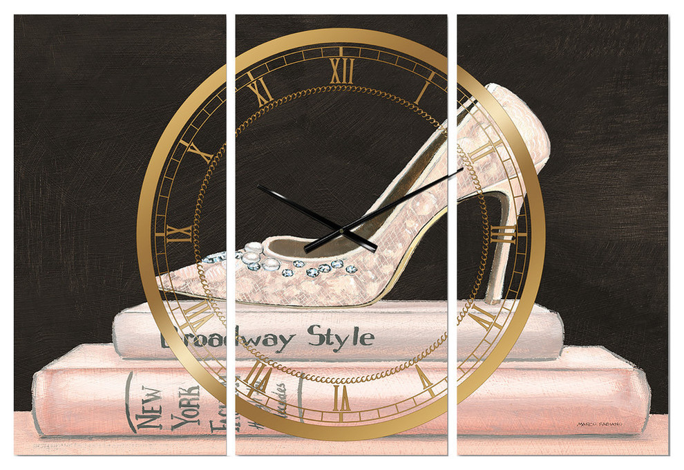 Pink Fashion and Glam High Heels Ii Glam Multipanel Metal Clock ...