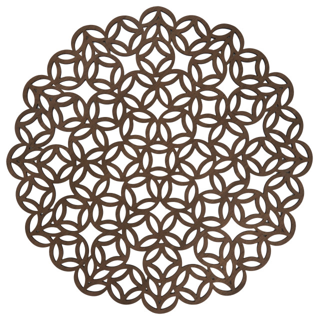 Round Placemats With Laser Cut Design, Set of 4, Brown - Contemporary ...