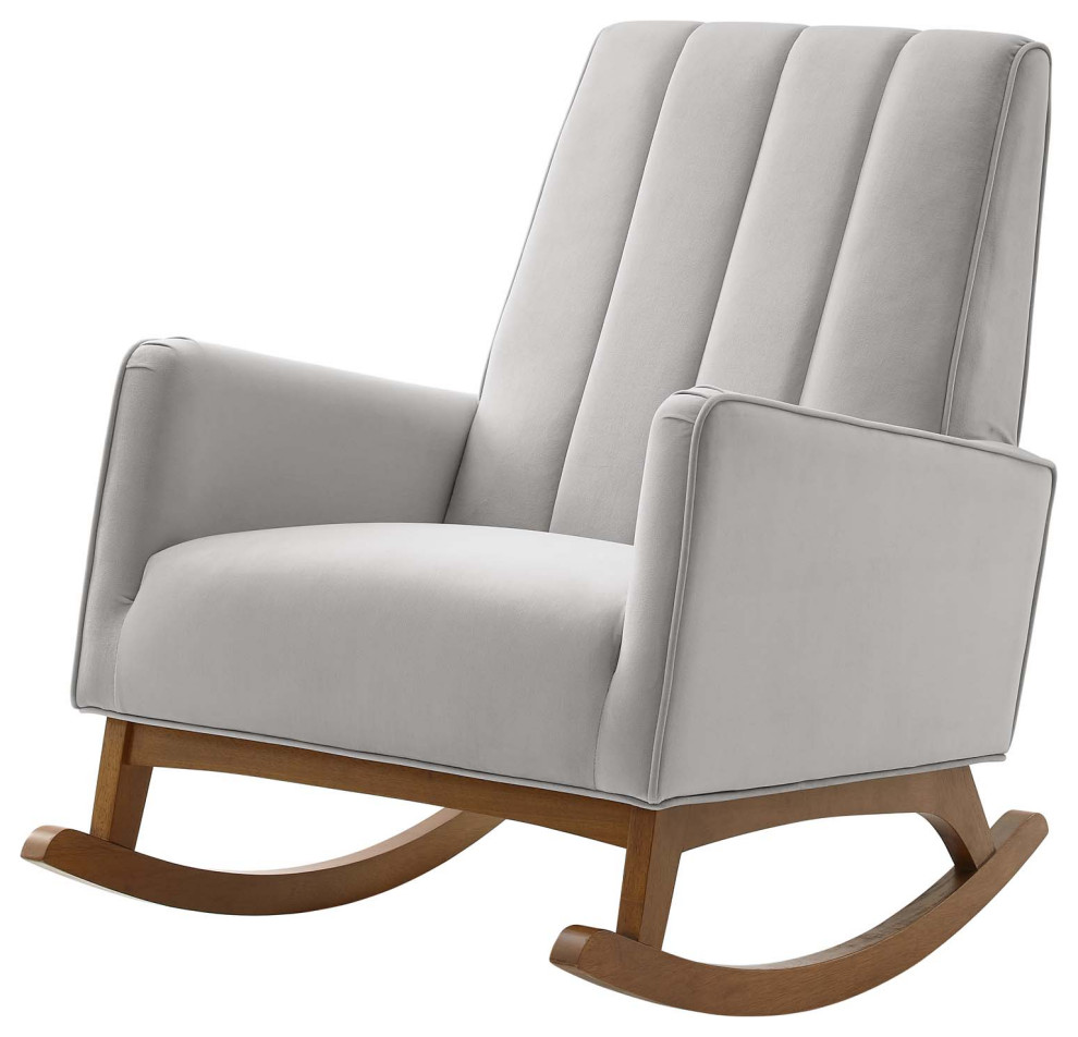 Accent Rocking Chair Armchair, Velvet, Gray, Modern, Lounge Hospitality ...