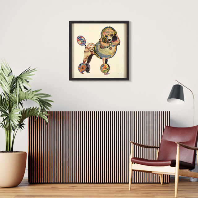 Poodle Handmade Collage Framed Graphic Wall Art Under Glass Signed by ...