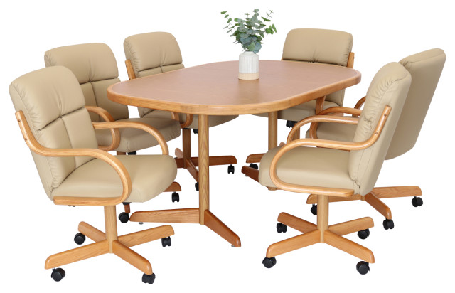 7-Piece 42x[42/60] Caster Dining Set Laminate Table Top & Desert Caster ...