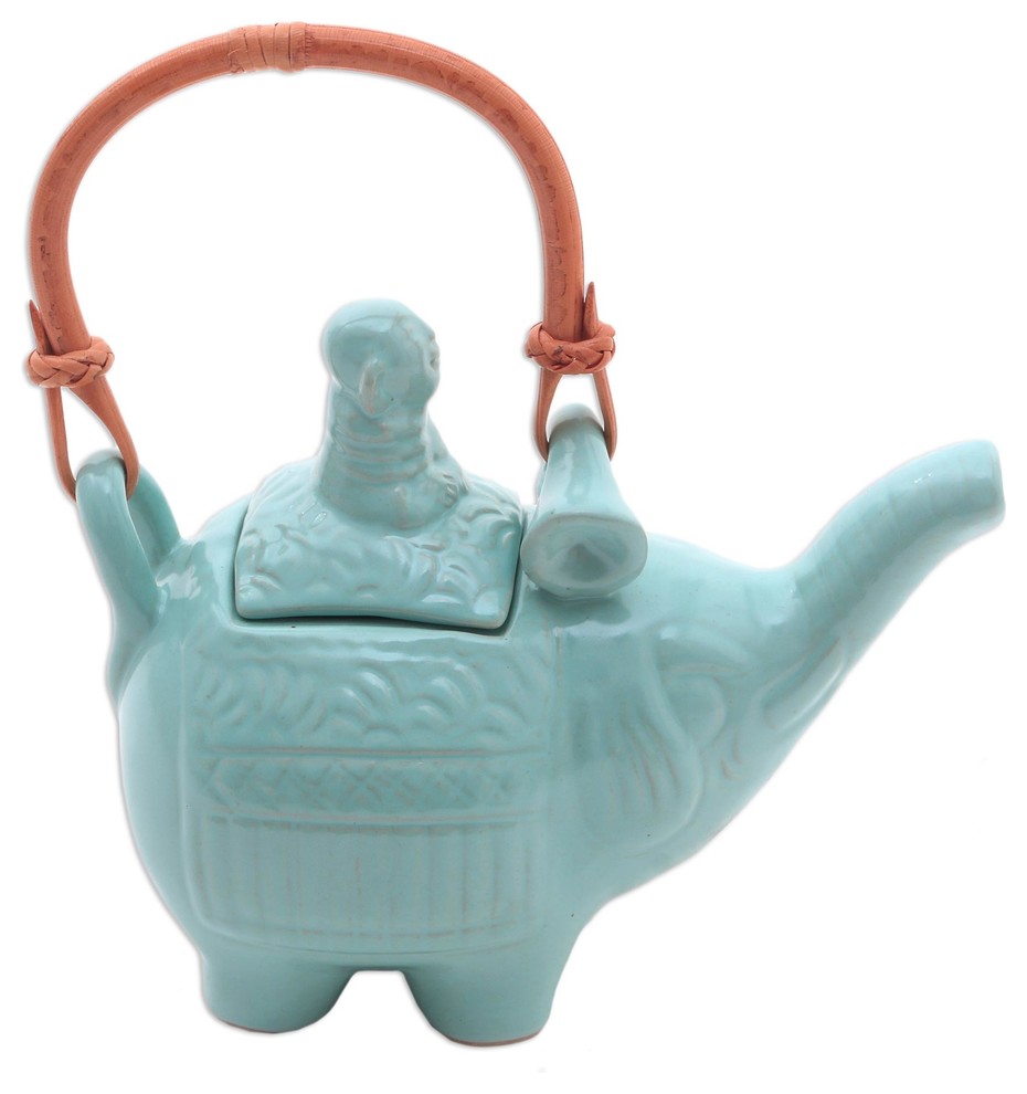 Buddha and the Turquoise Elephant Ceramic Teapot - Tropical - Teapots ...