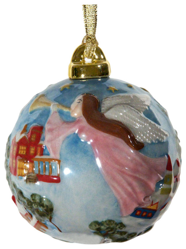 Hand-Painted Angel Porcelain Ornament, 3.5"x3.5" - Traditional ...