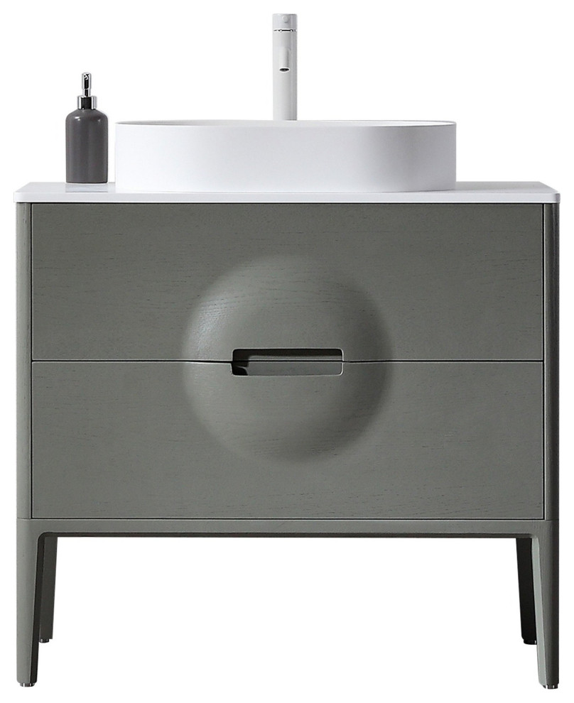Colmar 36" Olive Green Freestanding Modern Bathroom Vanity - Midcentury ...