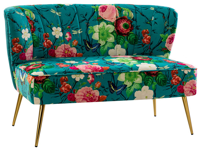 Contemporary 47" Loveseat, Floral Pattern - Midcentury - Loveseats - by ...