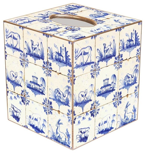 TB500- Delft Tiles Tissue Box Cover - Farmhouse - Tissue Box Holders ...
