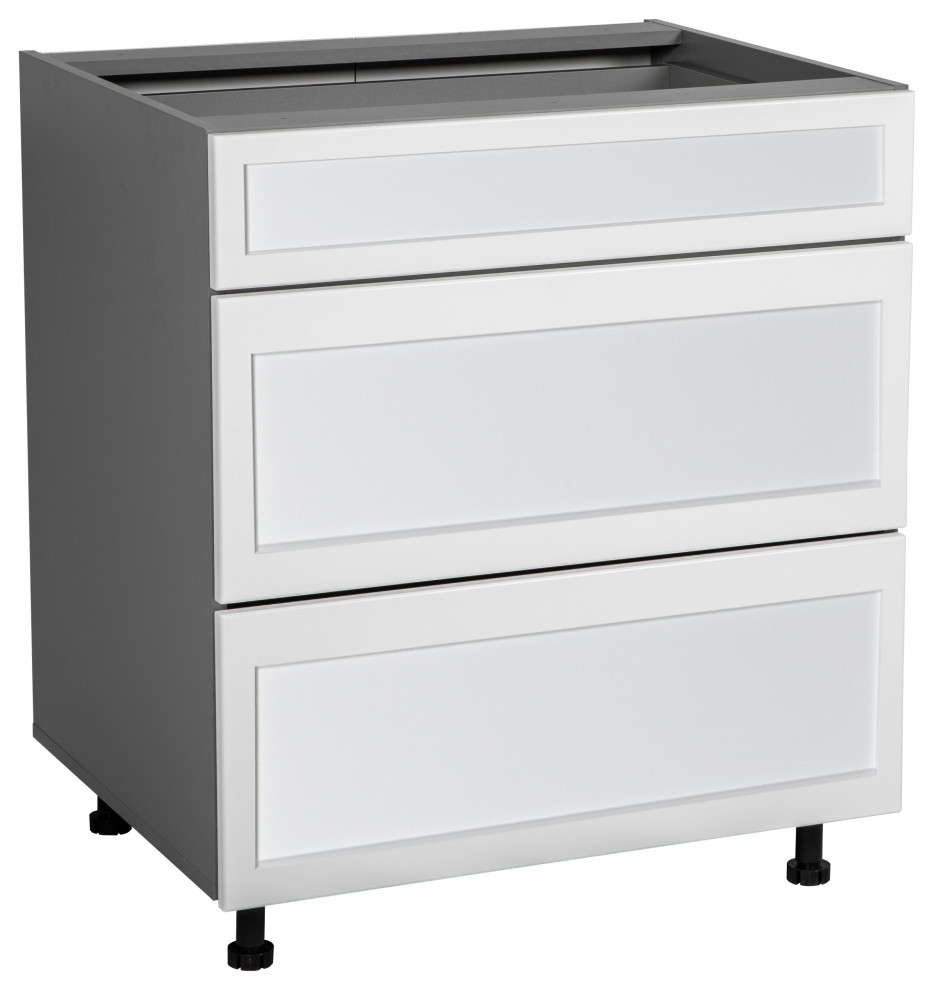 24 Base Cabinet-Double Door-Three Drawer-Grey, 24 x 34 1/2 x 23 3/8 ...