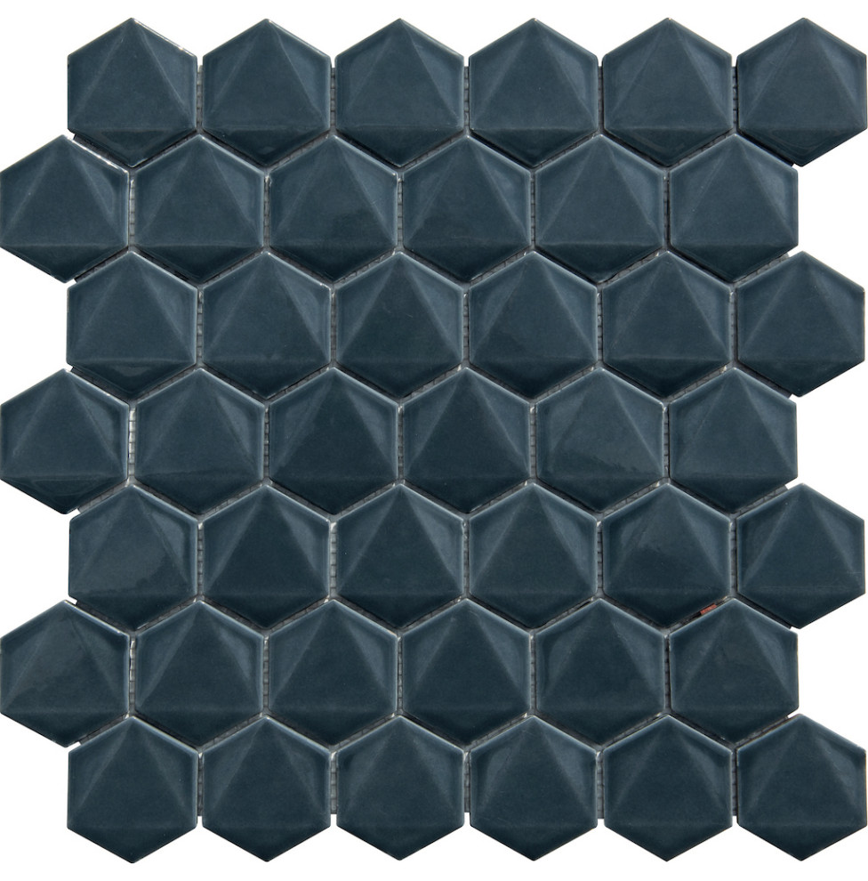 Oceania 3D 2" Hexagon Polished Porcelain Mosaic, 12x12 - Contemporary ...