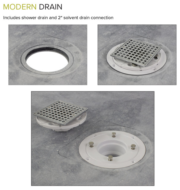 Transolid Ready to Tile 60"Lx36"W Shower Base, Dark Gray - Shower Pans ...