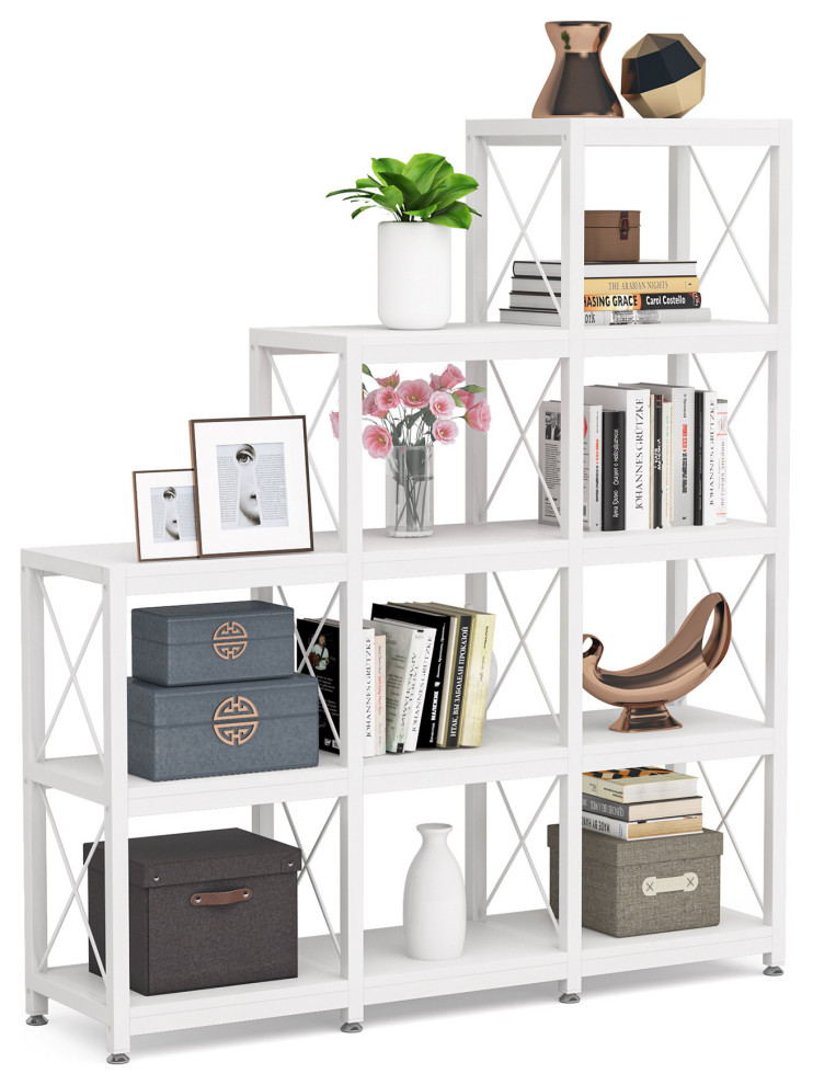 Tribesigns Ladder Bookshelf, Industrial 9 Cubes Bookcase - Contemporary ...