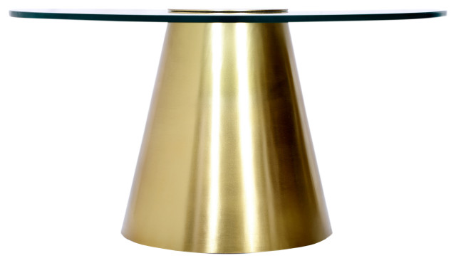 Glassimo Glass Top Coffee Table, Brushed Gold Finish - Contemporary ...
