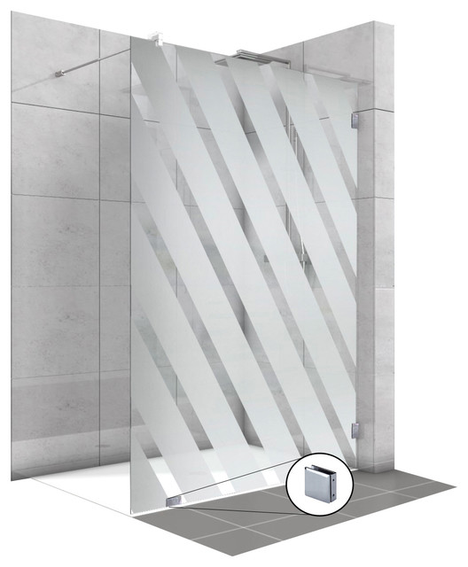 Fixed Shower Screen With Vertical Lines, 29-1/2" X 75" - Contemporary - Shower Doors - by Glass ...