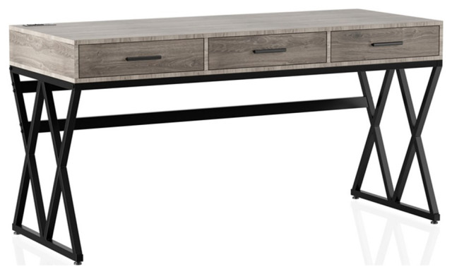 Furniture of America Ovell Industrial Metal Writing Desk with USB in ...