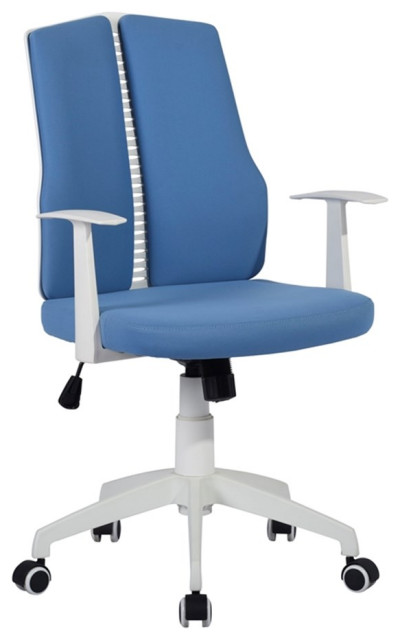Homycasa Adjustable Height Contemporary Fabric Task Chair in Light Blue ...