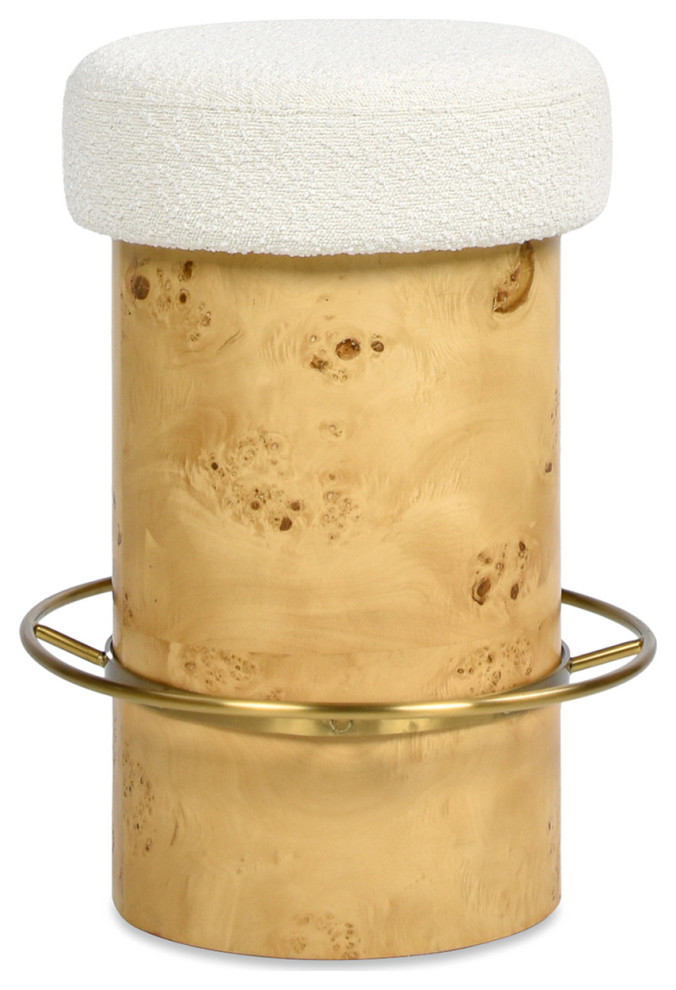 Nebula 26" Backless Round Burl Wood Counter Stool - Contemporary - Bar ...