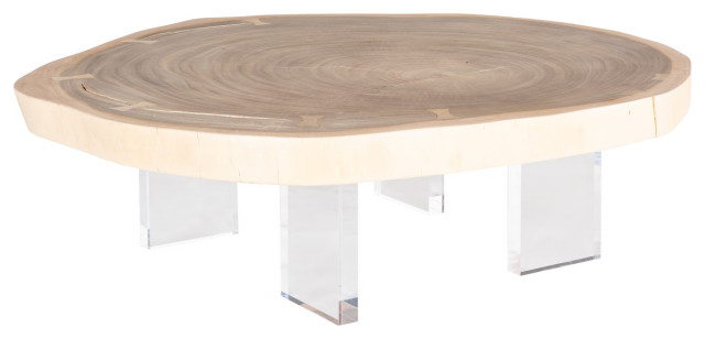 Floating Coffee Table with Acrylic Legs, Bleached , Size Varies ...