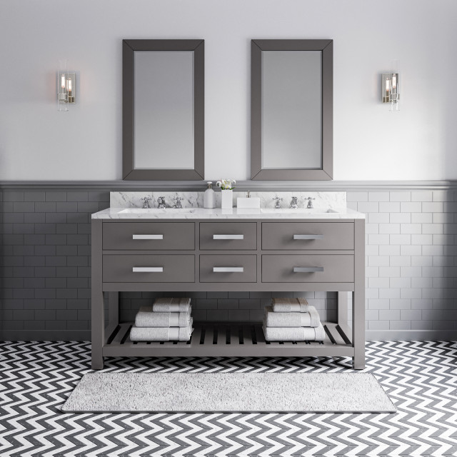 60" Cashmere Gray Double Sink Bathroom Vanity From The Madalyn ...