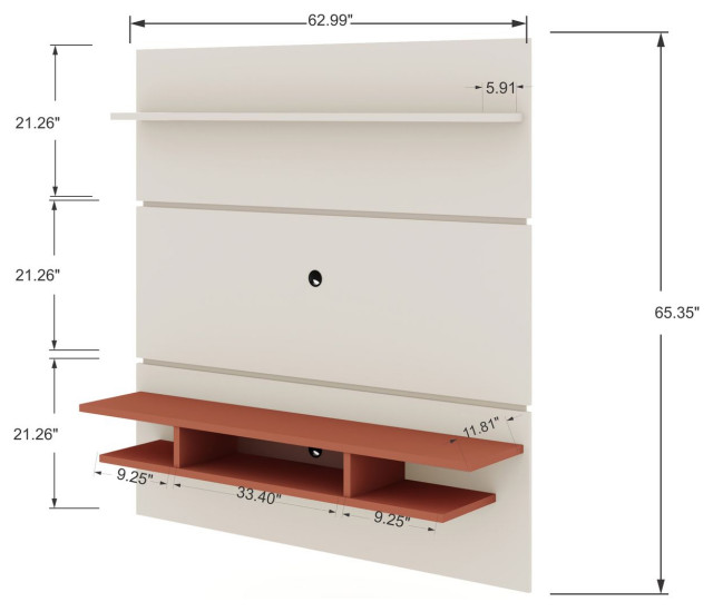 Tribeca 63 Floating Entertainment Center, Off White and Terra Orange ...