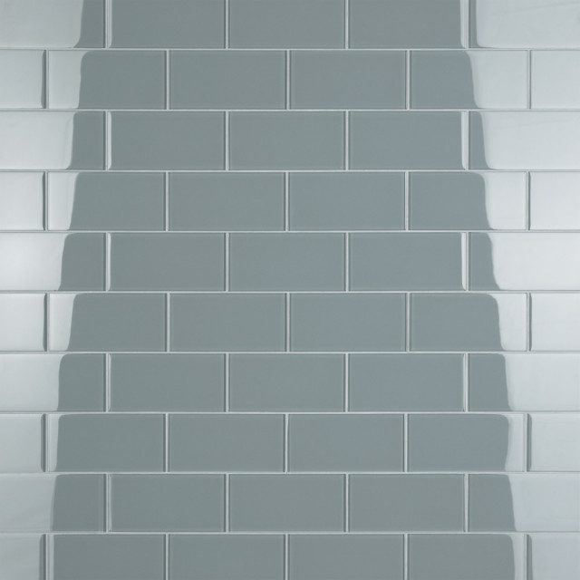 Tessera Subway Blue Smoke Glass Wall Tile - Contemporary - Wall And ...