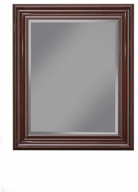 Polystyrene Framed Wall Mirror With Beveled Glass, Cherry Brown ...