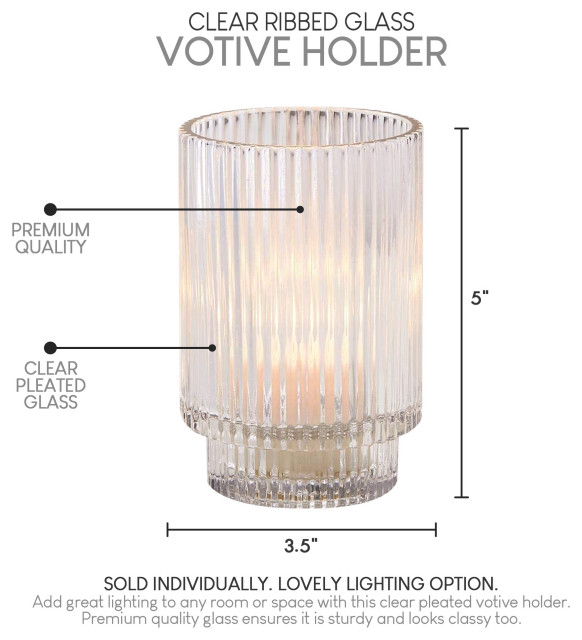 Clear Ribbed Glass Votive Holder - Contemporary - Candleholders - by ...