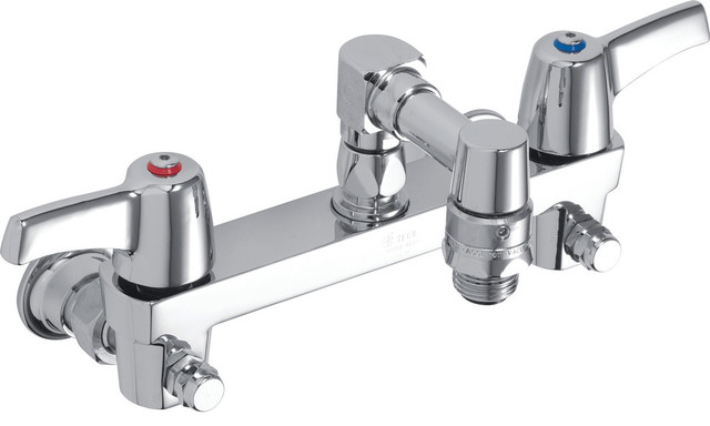 Delta Wall Mount Faucet Double Lever Handle, Integral Check Stop ...