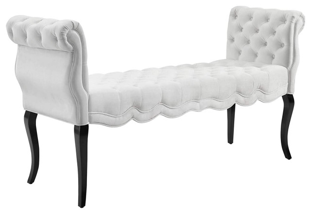 Mid Century Bench, Chesterfield Design With Tufted Velvet Seat and Arms ...